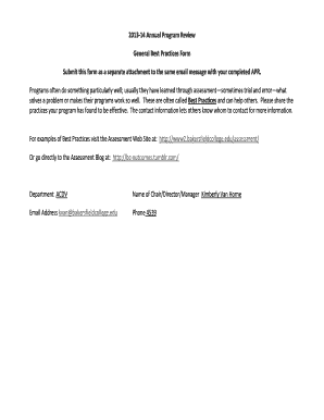Fillable Online 2013-14 Annual Program Review General Best Practices ...
