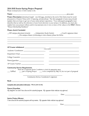 Fillable Online Senior Spring Project Proposal Form Fax Email Print ...
