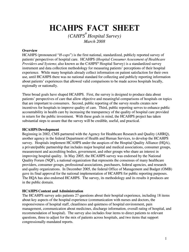 Fillable Online (CAHPS Hospital Survey) Fax Email Print - pdfFiller