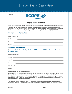 Fillable Online score Display Booth Order Form Conference Information ...