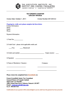 Fillable Online tei TEI TORONTO CHAPTER - tei Fax Email Print - pdfFiller