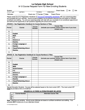 Fillable Online Interactive 9-12 Course Request Form for New Enrolling Students Fax Email Print ...