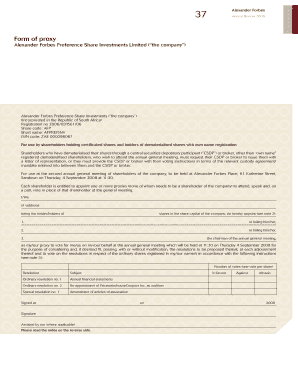 Fillable Online Form of proxy - Alexander Forbes Fax Email Print ...