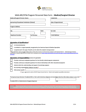 Fillable Online arcstsa SASA-ARC/STSA Program Personnel Data Form ...