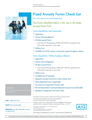 Fillable Online American General Forms Checklist - AIG Fax Email Print ...