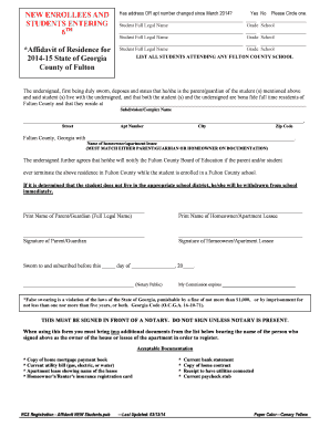 Fillable Online school fultonschools RCS Registration - Affidavit NEW ...