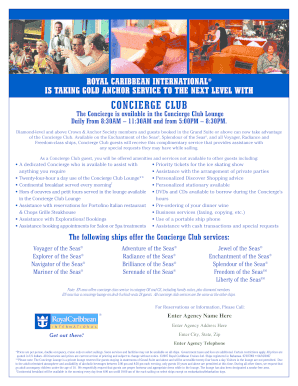 Fillable Online CONCIERGE CLUB - Royal Caribbean International Fax ...