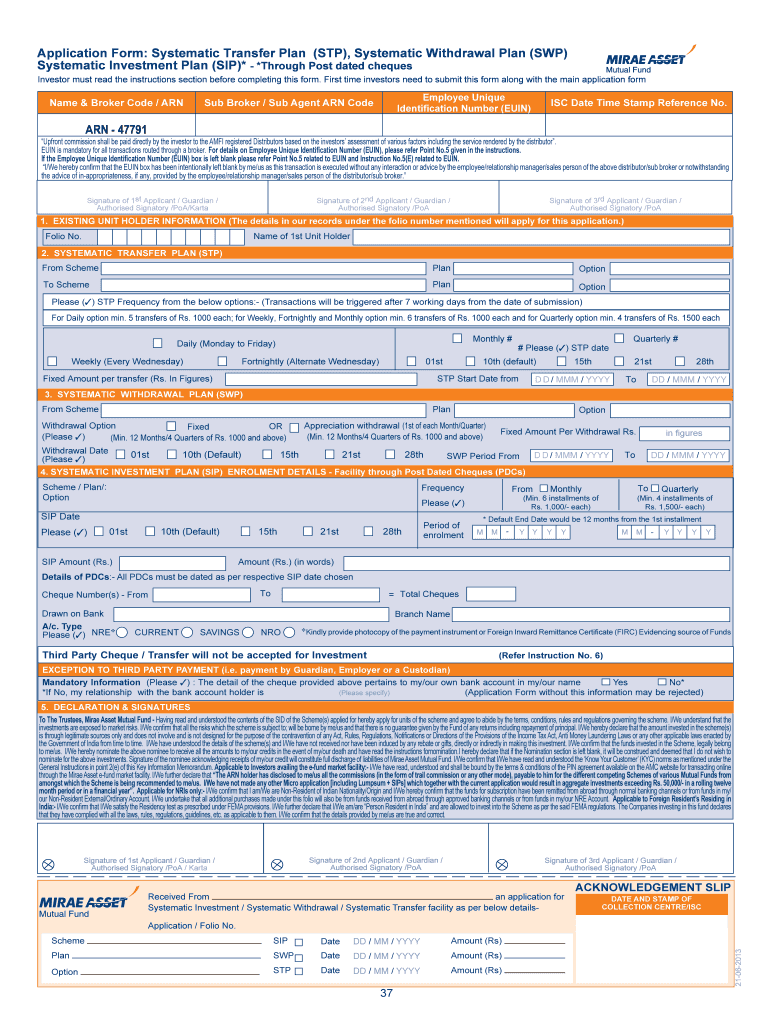 Fillable Online Application Form: Systematic Transfer Plan (STP ...