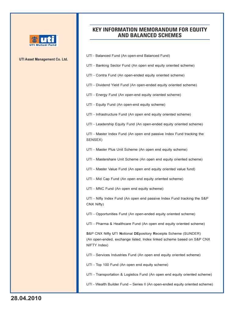 Fillable Online KEY INFORMATION MEMORANDUM FOR EQUITY Fax Email Print ...