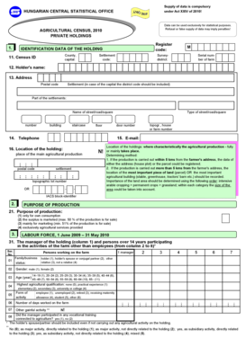 Fillable Online FSS 2010 - questionnaire of private holdings Fax Email ...