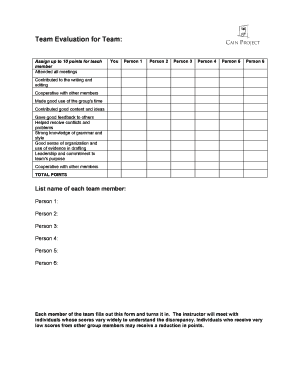 Fillable Online cnx Team Evaluation for Team: - cnx Fax Email Print ...
