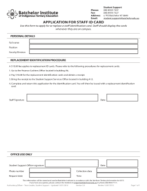 Fillable Online BAPPLICATIONb FOR STAFF ID CARD Fax Email Print - pdfFiller