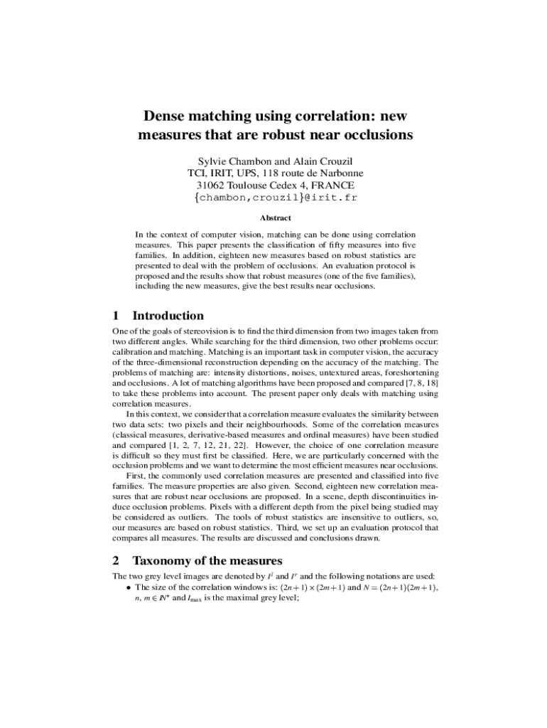 Fillable Online Dense matching using correlation new measures that are bb - IRIT Fax Email Print ...