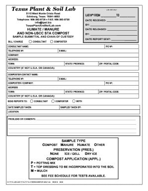 Fillable Online NON-USCC STA Compost / Humate / Manure Testing Form Fax ...