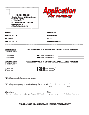 Fillable Online Apartment Application Form - 2008 Fax Email Print ...