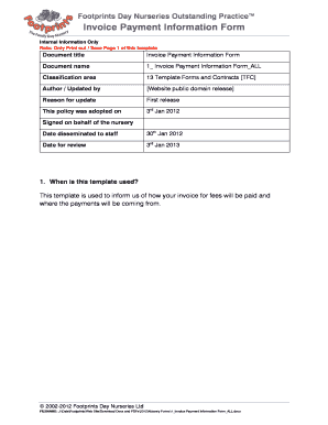 Fillable Online Invoice payment information form - Footprints Day ...