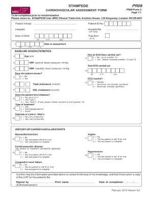Fillable Online PR08 Form 3 - Cardiovascular Assessment Form - v9 ...