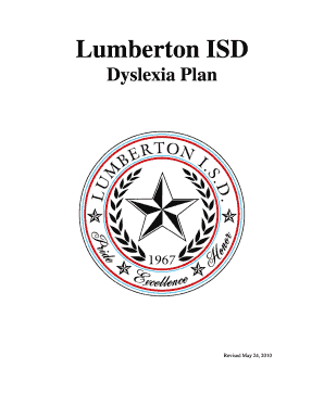 Fillable Online lumberton k12 tx Dyslexia Plan Fax Email Print - pdfFiller