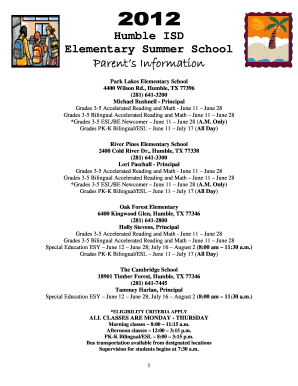 Fillable Online humble independent school district form Fax Email Print - pdfFiller