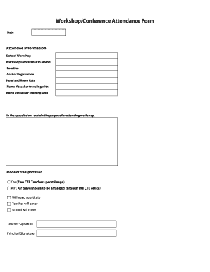 Fillable Online aldine k12 tx Workshop/Conference Attendance Form Fax ...