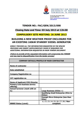 Fillable Online Click to download Tender Submission Form for completion ...