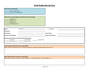 Fillable Online ismww Study Buddy Sign-Up Form - ismww Fax Email Print ...
