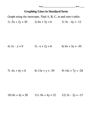 Fillable Online Graphing Lines in Standard form Graph using the ...