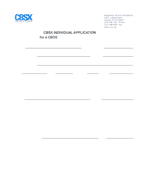 Fillable Online CBSX INDIVIDUAL APPLICATION for a CBOE 75$',1* 3(50,7 ...