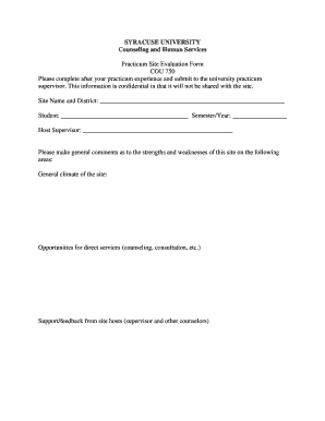 Fillable Online soe syr Practicum Site Evaluation Form - Syracuse ...