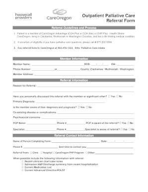 Fillable Online careoregon Outpatient Palliative Care Fax Email Print ...