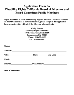 Fillable Online disabilityrightsca Application Form for Disability ...