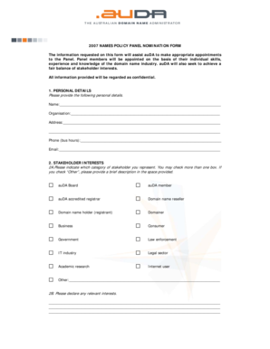Fillable Online panel nomination form.doc Fax Email Print - pdfFiller