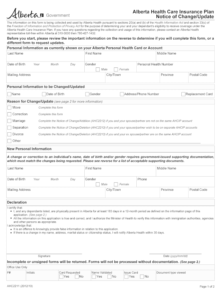 Fillable Online Alberta Health Care Insurance Plan Fax Email Print ...