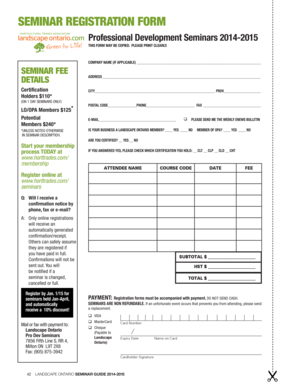 Fillable Online SEMINAR REGISTRATION FORM - Landscape Ontario Fax Email ...