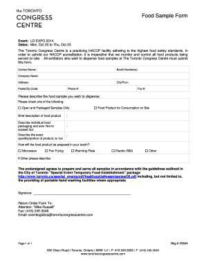 Fillable Online Food Sample Form - Landscape Ontario Fax Email Print ...