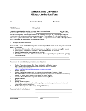 Fillable Online students asu Arizona State University Military ...