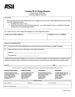 Fillable Online students asu Campus ID Number Change (pdf) - ASU ...