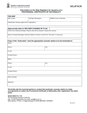 Fillable Online Information to the Ship Registers for issuance of a ...