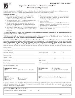 Fillable Online edmonds wednet Request for Distribution of Information to Students - Edmonds ...