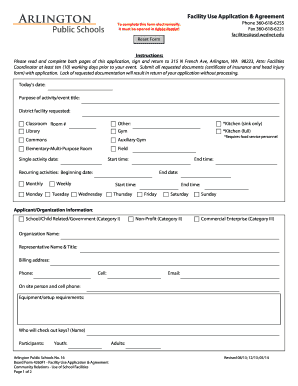 Fillable Online asd wednet Facility Use bApplicationb amp Agreement - Arlington Public Schools ...