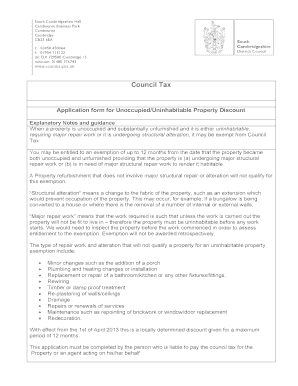 Fillable Online Council Tax uninhabitable application form.doc.pdf ...
