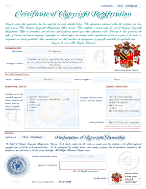 Fillable Online BCertificateb of Copyright Registration - Songrite ...