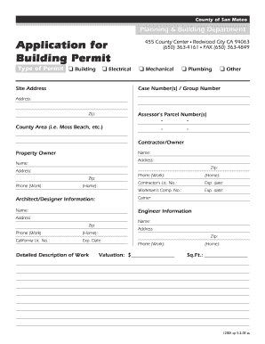 Fillable Online planning smcgov Application for Building Permit ...