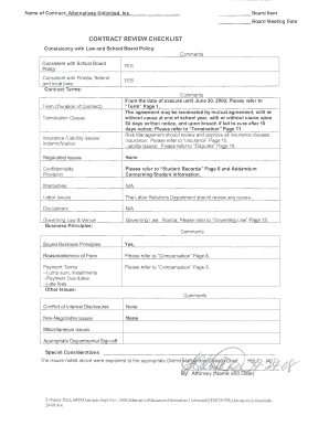 Fillable Online CONTRACT REVIEW CHECKLIST Fax Email Print - pdfFiller