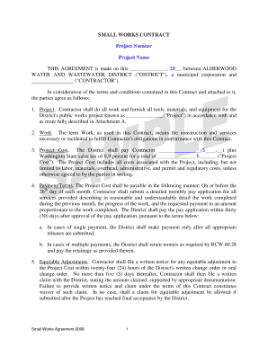 Fillable Online SMALL WORKS CONTRACT Project Number Project Name Fax ...