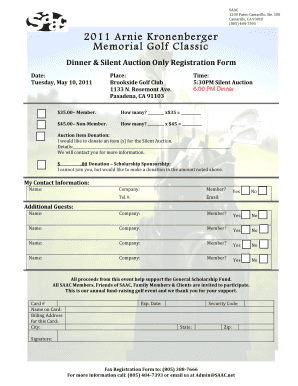 Fillable Online Dinner Reservation Form - SAAC Fax Email Print - pdfFiller
