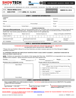 Fillable Online SIGN/BANNER HANGING ORDER FORM STEP 1 ... - Truck World ...