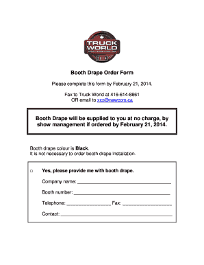 Fillable Online Booth Drape Order Form Fax Email Print - pdfFiller