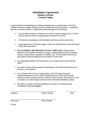 Fillable Online cms cerritos Attendance Agreement Fax Email Print ...