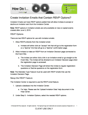 Fillable Online Create Invitation Emails that Contain RSVP Options Fax ...